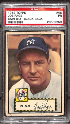 1952 TOPPS #48 JOE PAGE SAIN BIO BLACK BACK PSA 1 PR 20539259 | eBay