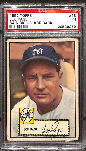 1952 TOPPS #48 JOE PAGE SAIN BIO BLACK BACK PSA 1 PR 20539259 | eBay