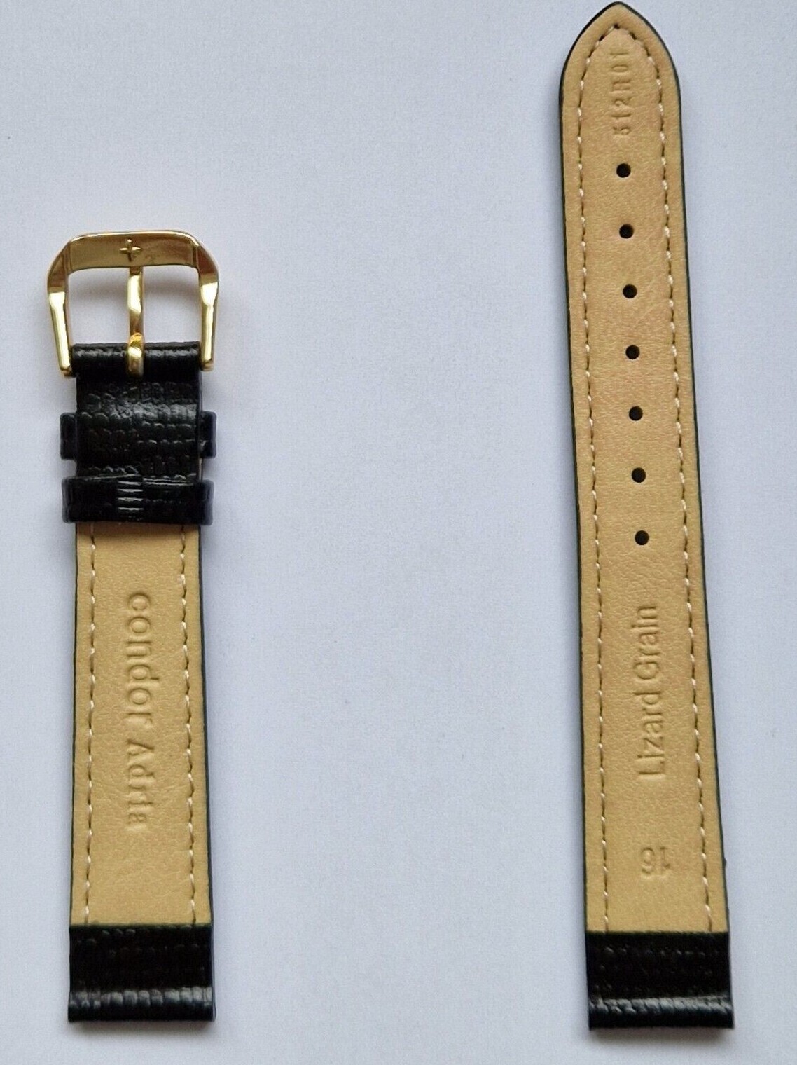 Condor Adria Lizard Grain Leather Watch Strap 512R02 16/18mm Black ...