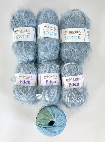 Lot of Moda Dea Ice Blue Yarn + Moda Dea Eden Serpent Yarn + Di Moda ...