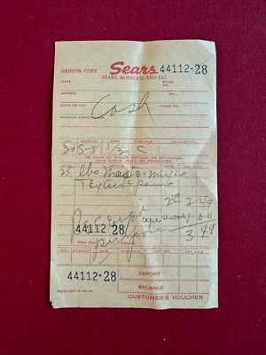 1944, SEARS Department Store Paper Receipt (Scarce / Vintage) | eBay