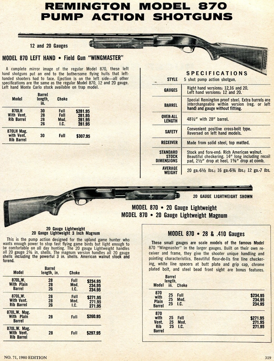 Remington 870 Wingmaster 20 Gauge