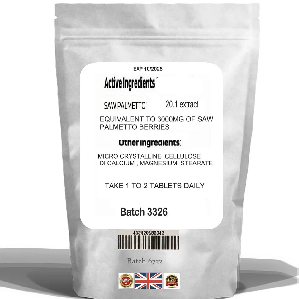 saw palmetto Tablets Capsules 3000mg HAIR LOSS PROSTATE URINARY TRACK ...