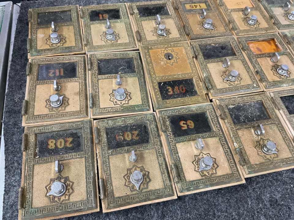 Vintage Antique Brass US Post Office Mailbox Doors Combination Lock Lot ...