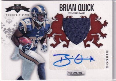 BRIAN QUICK 2012 Panini R&S Rookie Crusade Matls Autograph Red #32 38/ ...