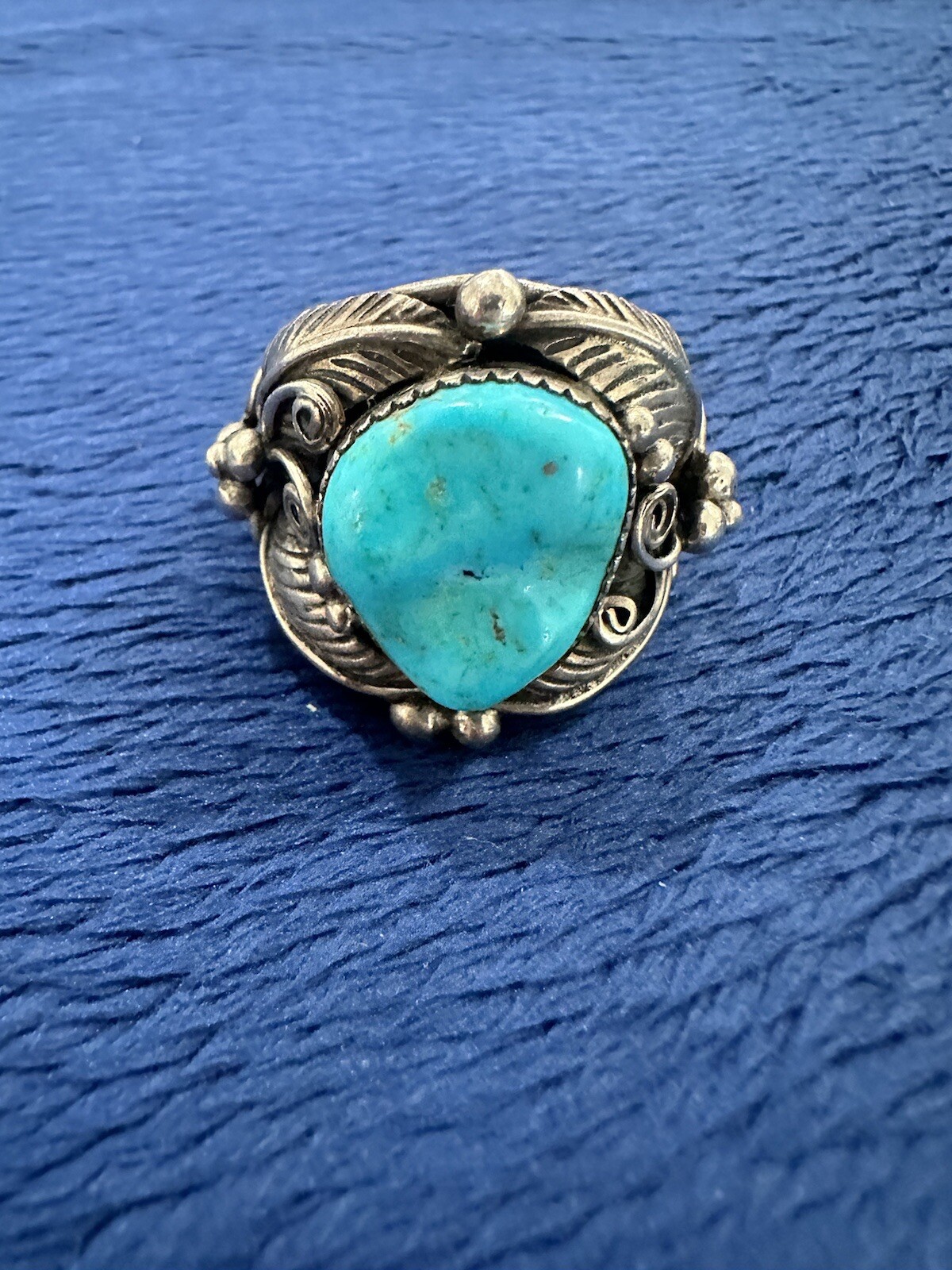 Signed NF Vtg Navajo Sterling Silver 925 Turquoise La… - Gem