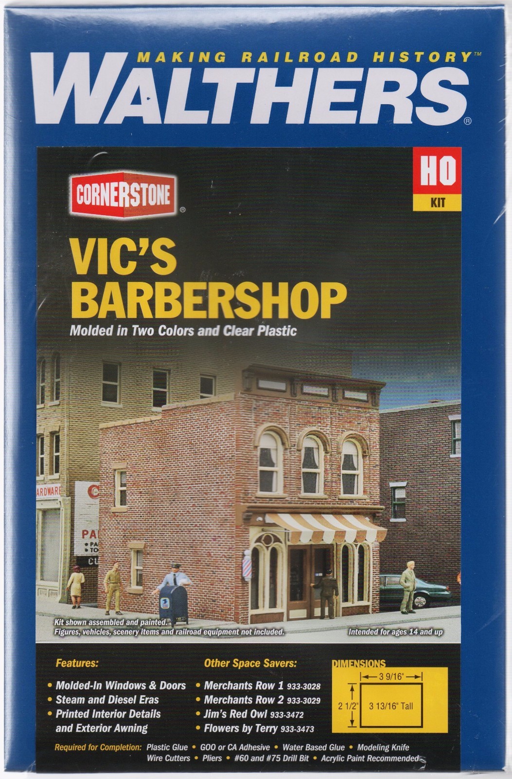HO Scale Walthers Cornerstone 933-3471 Vic's Barber Shop Building Kit ...