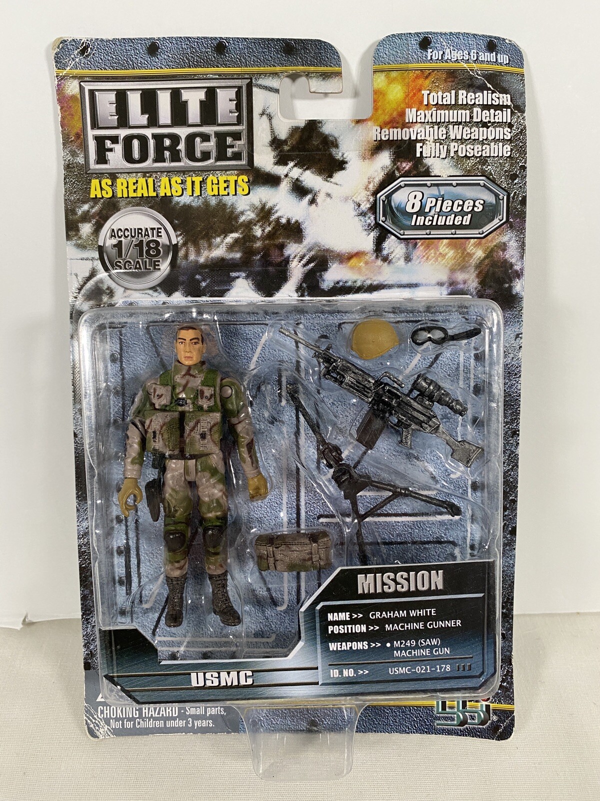 BBI Elite Force 1:18 USMC Figure: Machine Gunner Graham White NEW ...