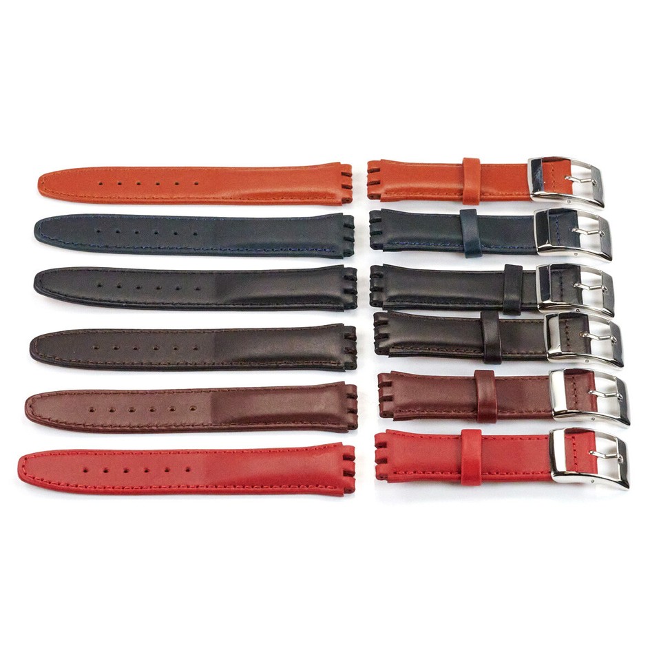 Genuine Calf Leather Watch Strap For Swatch Replacement 6 Colour 17mm ...