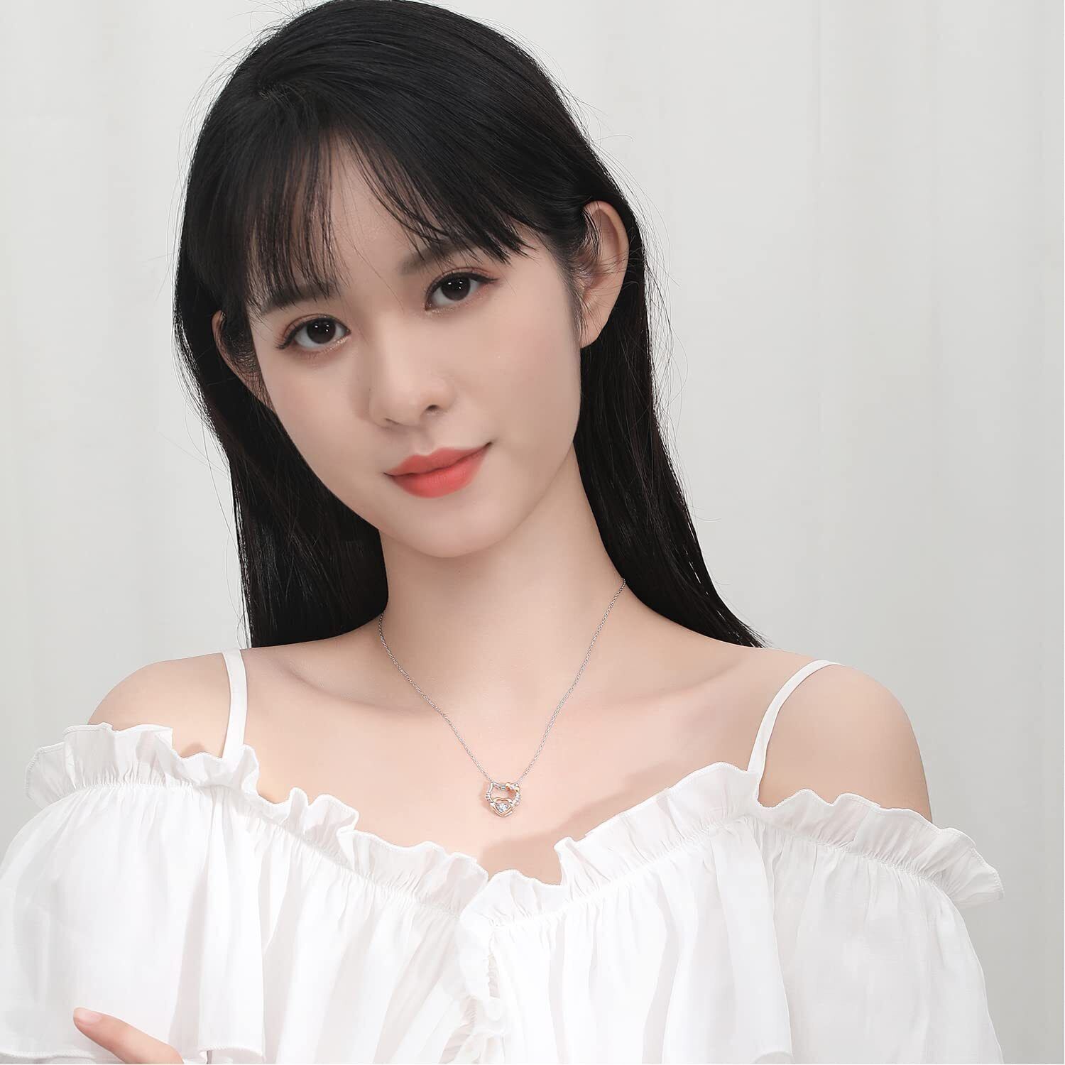 [Z.Angie] Cat Necklace Hello Kitty Necklace Women's Accessories 925 ...