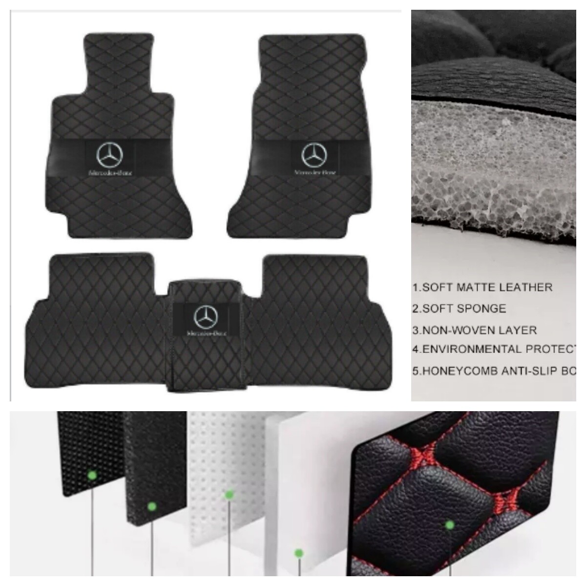 Black Mat For Mercedes Benz 1995-2024 Car Floor Mats Carpets Luxury ...