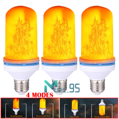 Upgraded LED Flame Light Bulbs 4 Modes E26/E27 Base Flickering Night ...