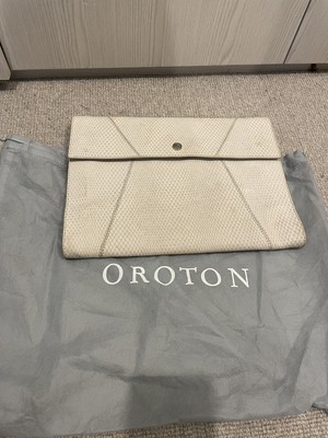 Preowned Oroton Rectangular White clutch with dustbag | eBay Australia