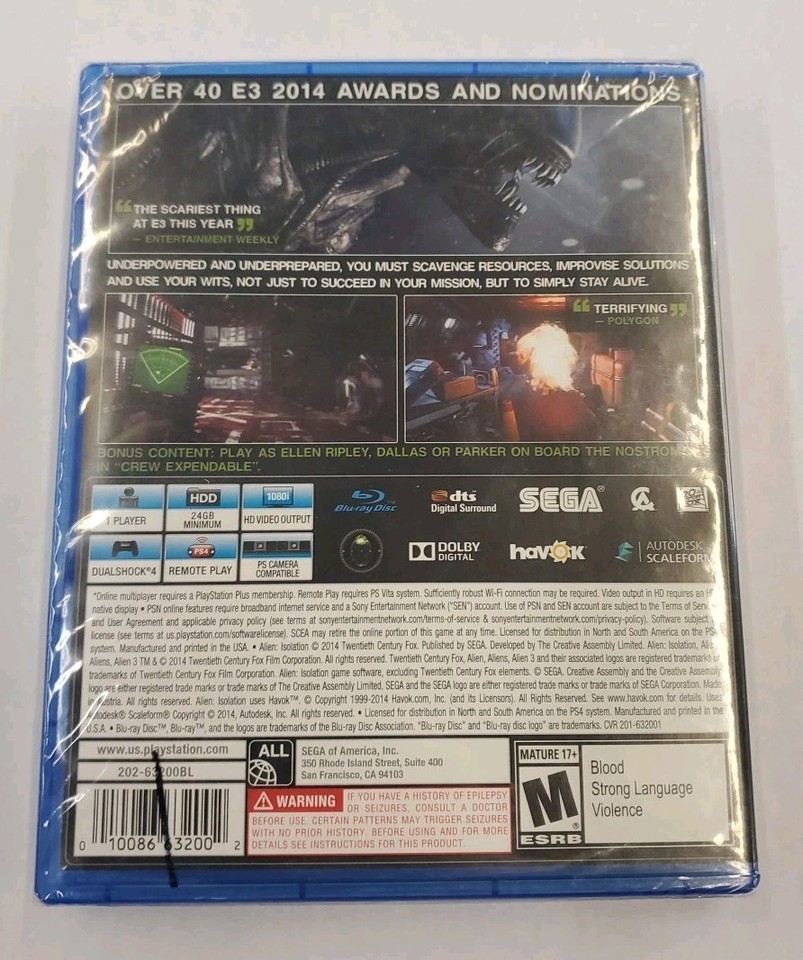 Alien Isolation PS4 Playstation 4 Brand New Sealed -- S2G -- | eBay