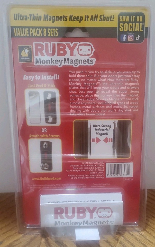Ruby Monkey Magnets Ultra-Thin Magnetic Plates Keep It All Shut, As ...