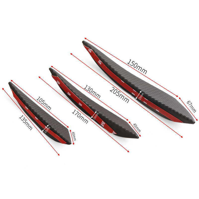 6PCS Carbon Fiber Car Front Bumper Lip Splitter Fins Body Spoiler ...