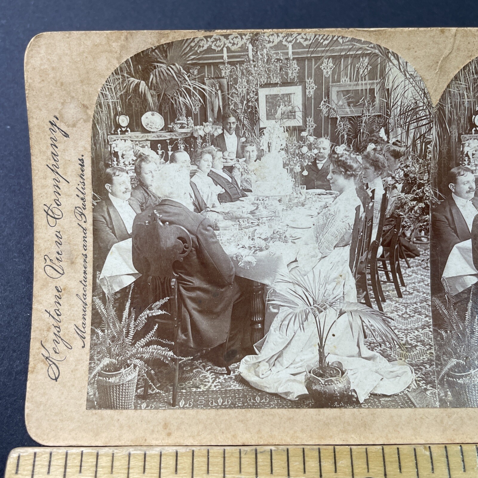 Antique 1901 Typical Victorian Wedding Dinner Stereoview Photo Card ...