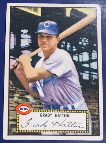 Grady HATTON 1952 Topps Baseball #6 Red Back VG Crease Tear Cincinnati ...