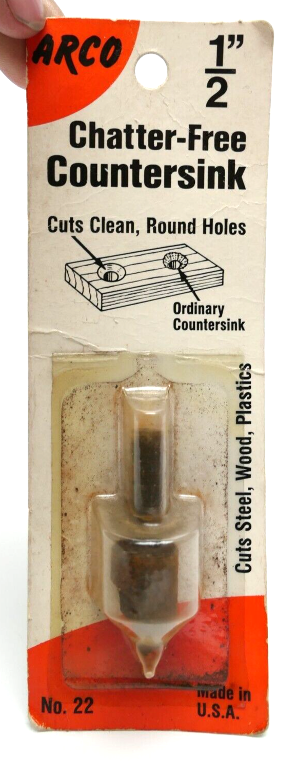 Vtg Arco 1/2" Chatter-Free Countersink #22 Cuts Stl Wood &Plastics USA ...