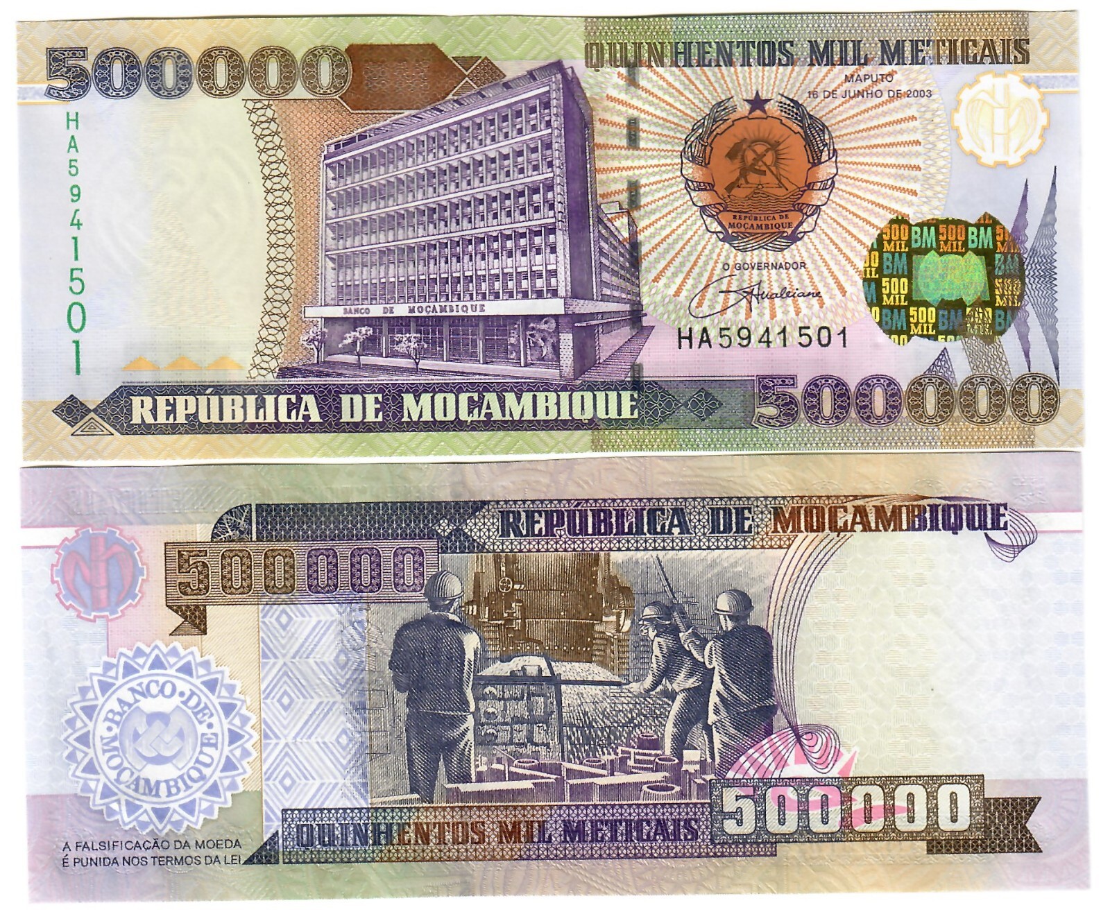 Mozambique 500000 Meticais 2003 UNC | eBay