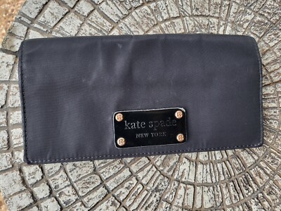 Kate Spade Bay Street Sandra Black Wallet Clutch Soft Bpack Fabric 7.5 ...