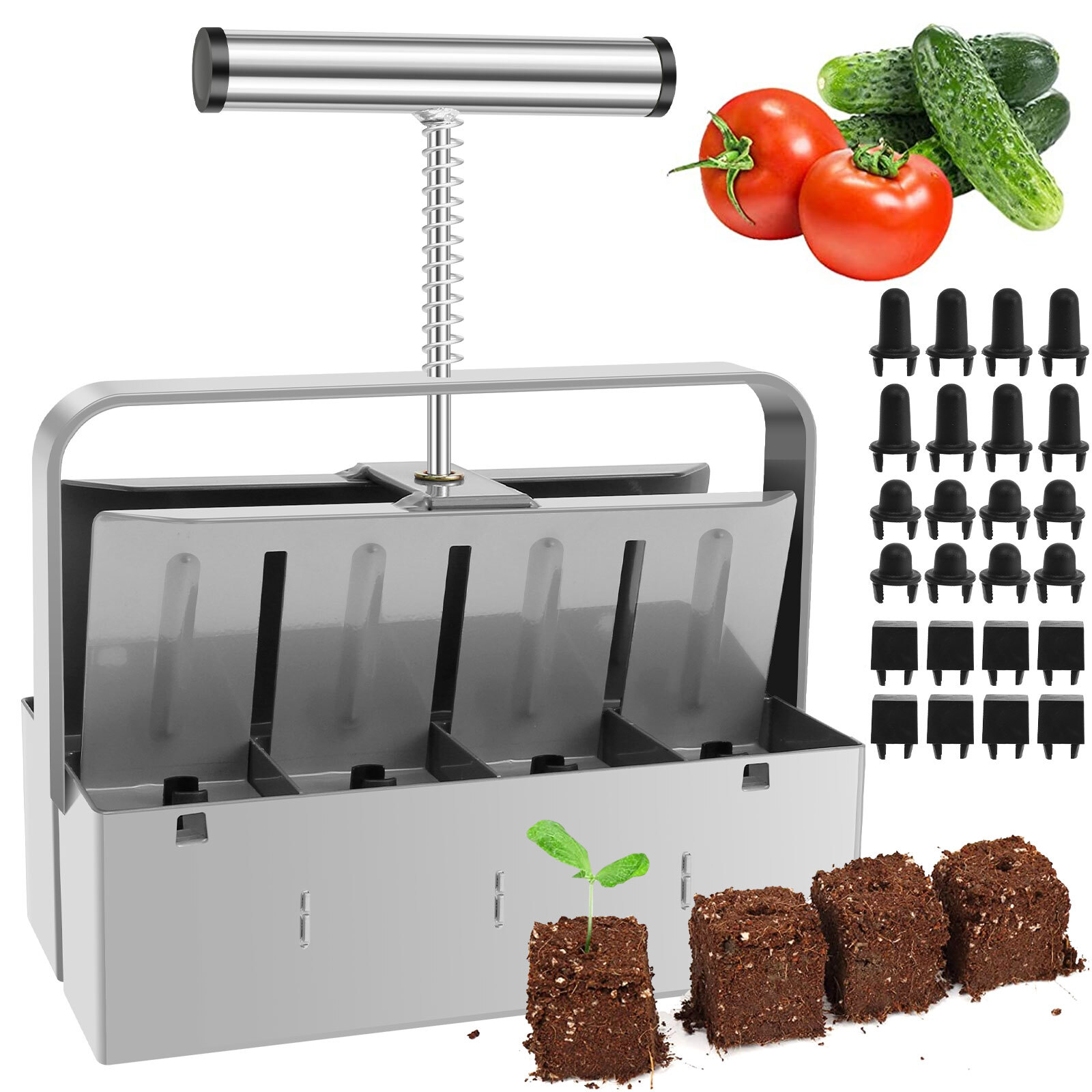 Soil Blocker 2" 8Cell Manual Soil Block Maker Seed Pin Garden Soil ...