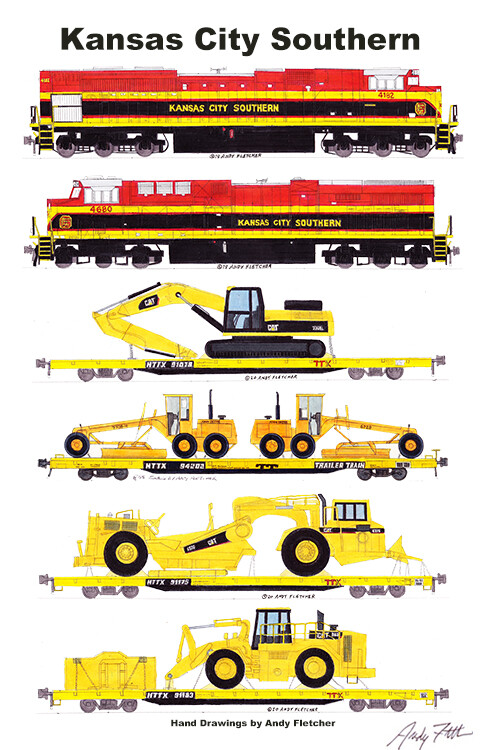 Kansas City Southern TTX Construction Tractor Train 6 magnets Andy ...