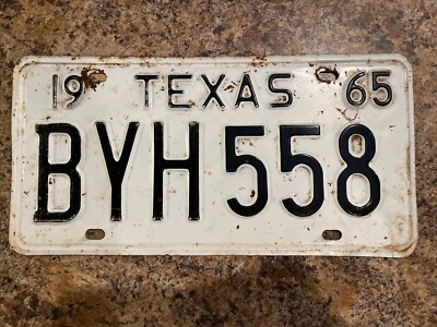 1965 Texas License Plate BYH*558 | eBay