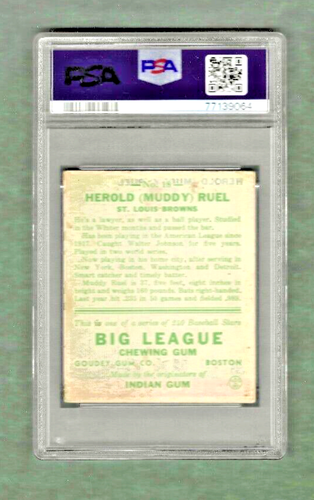 1933 Goudey # 18 PSA 3 VG (MK) ROOKIE Muddy Ruel St. Louis Browns ...