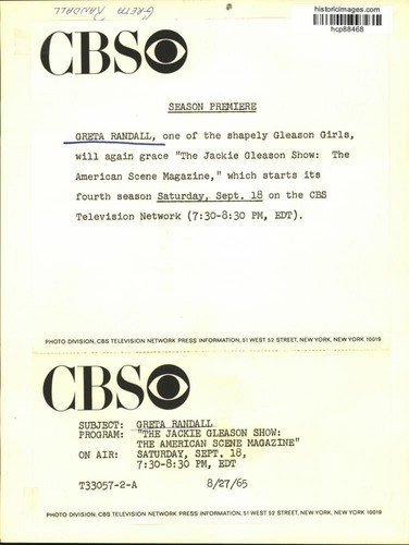 1965 Press Photo Greta Randall, Star of "The Jackie Gleason Show ...