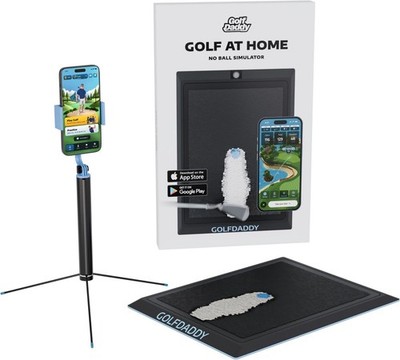 Golf Daddy Golf At Home No Ball Simulator Practice Mat Phone Stand Set ...