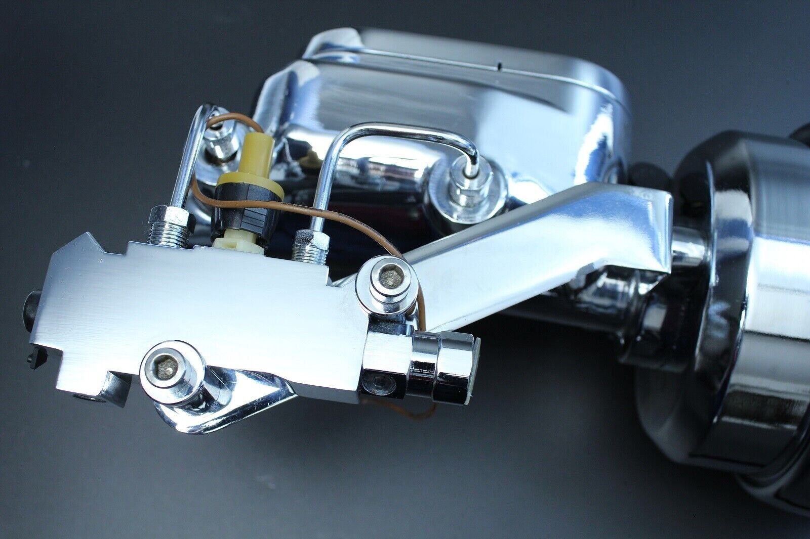 CHROME 7" Power Booster Ball Mill Master Cylinder w/ Pedal Bracket Kit ...