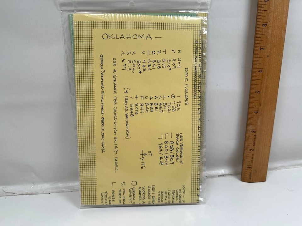 Oberlin Sampler Counted Cross Stitch Patterns State of TX OK MN Waldock ...