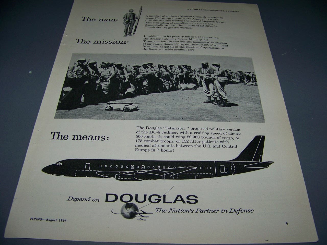 VINTAGE...1959 DOUGLAS DC-8 JETLINER... 1-PAGE SALES AD...RARE! (984U ...