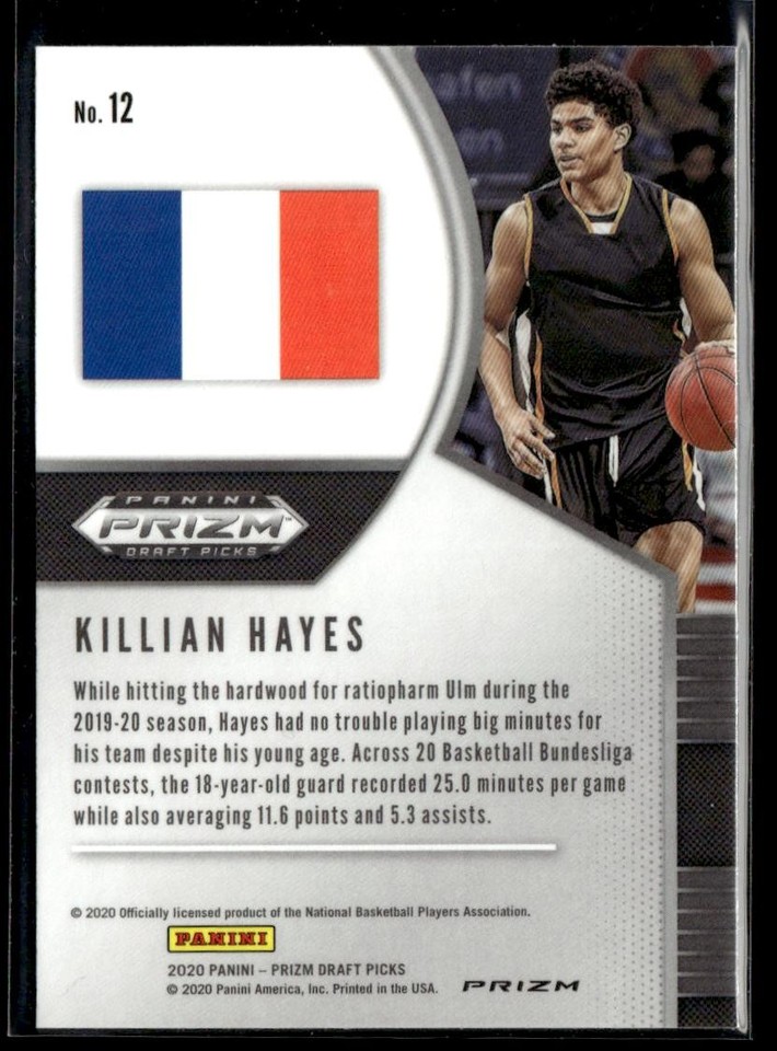 2020 Panini Prizm Draft Picks Collegiate Killian Hayes Red White and ...