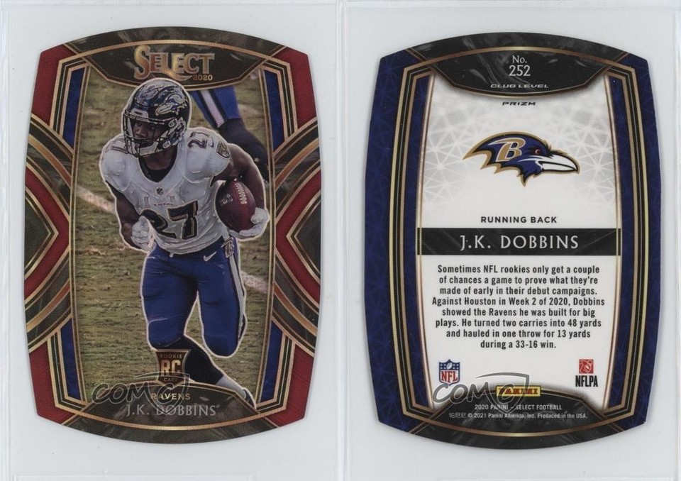 2020 Panini Select Club Level Maroon Prizm Die-Cut JK Dobbins #252 1lu5 ...