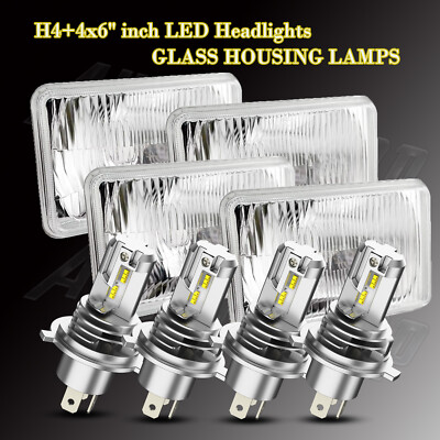 4pcs 4x6" LED Headlights For Pontiac Firebird Trans AM 1977 1978 1979 ...