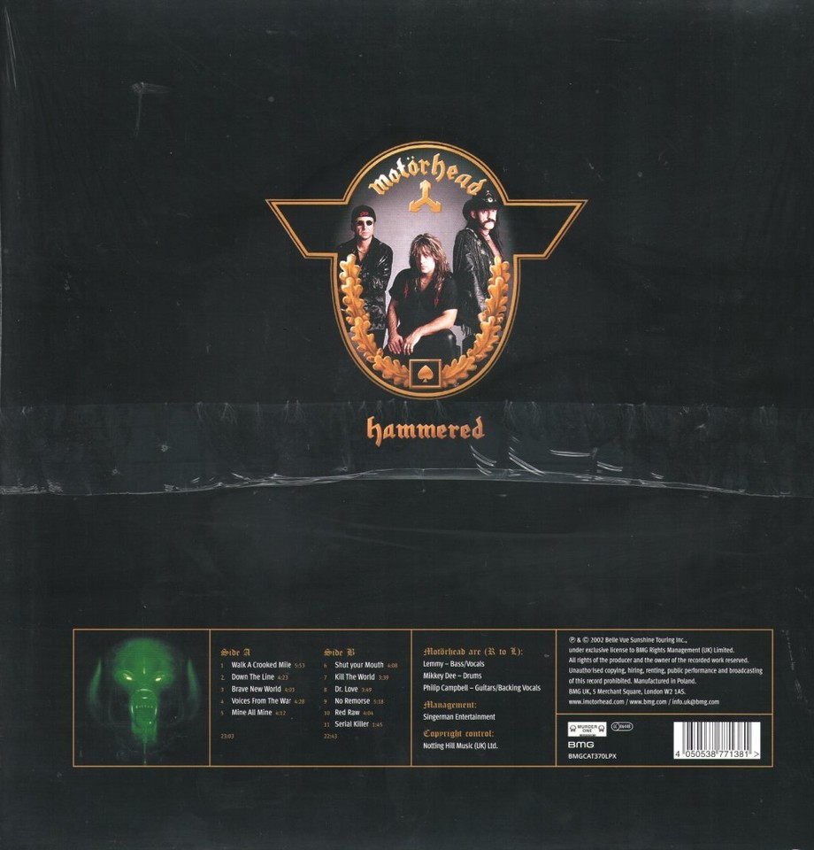 Motorhead Hammered (20th Anniversary) LP vinyl Europe BMG 2022 Limited ...