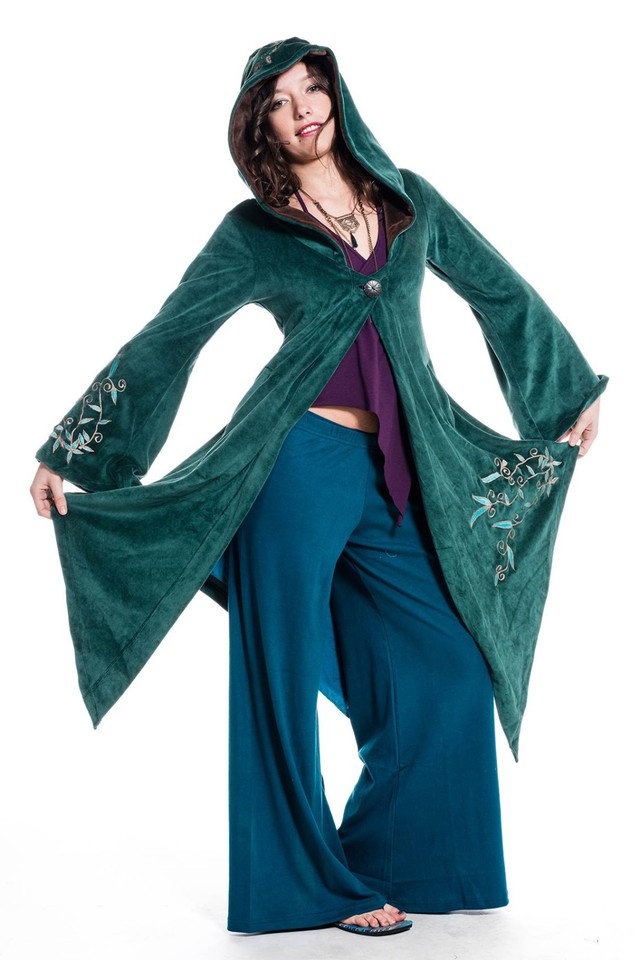 Velvet Faery Goddess Jacket, Boho Goa Psy Trance Coat Plus Size Pagan ...