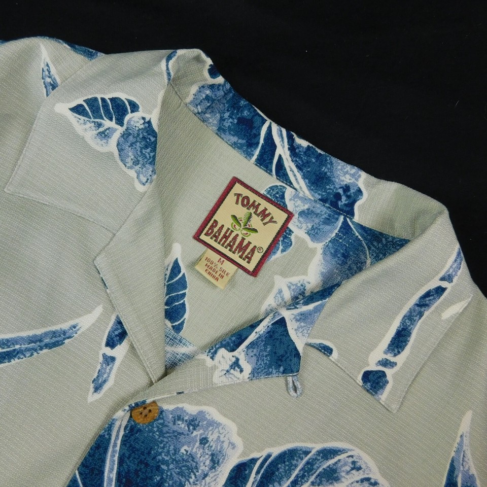 Tommy Bahama Men Green Floral Hawaiian Camp Aloha Shirt Silk Sz M | eBay