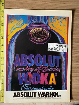 Absolut Vodka Alcohol Andy Warhol 1989 Print Ad Advertisement | eBay
