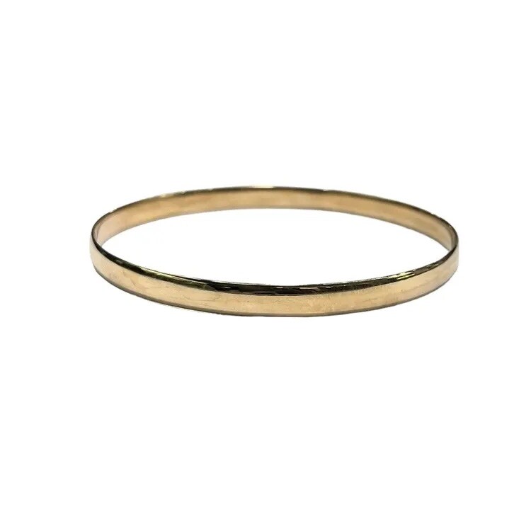 9ct 9k Yellow Gold Plain Polished Half Round Bangle 65.5mm x 5mm 10.22 ...