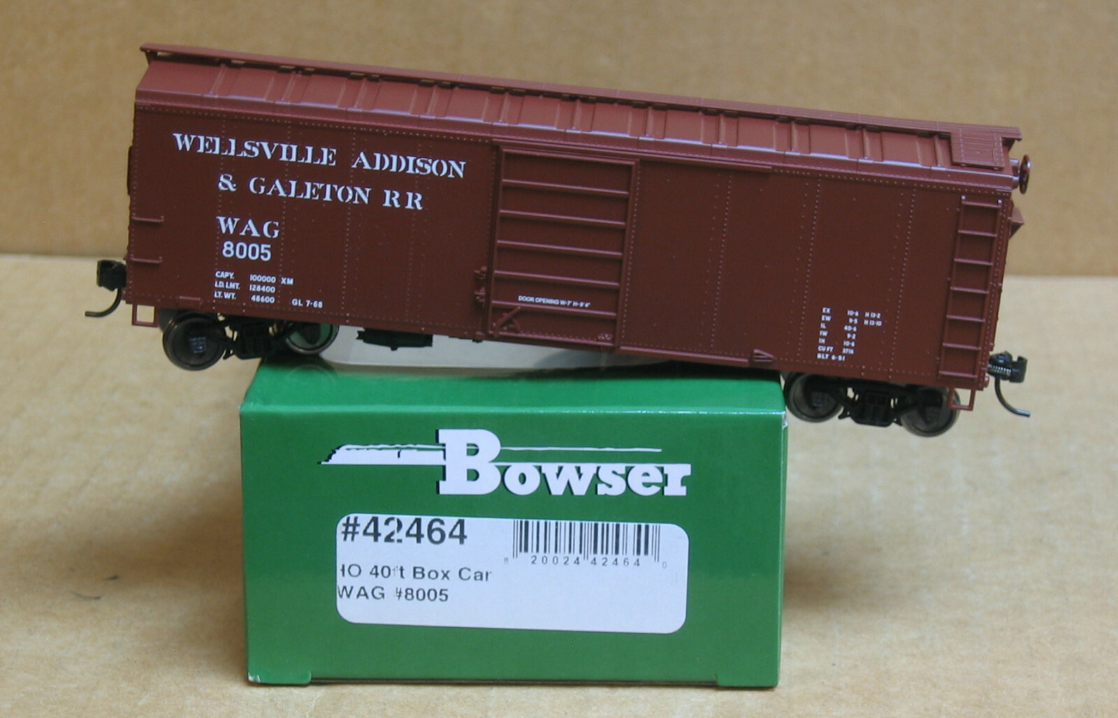 BOWSER 42466 HO Wellsville Addison & Galeton 40' Box Car #8009 | eBay