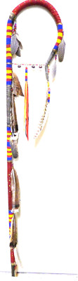 Rare 6-Foot-Tall Native American Beaded and Feathered Ceremonial Coup ...
