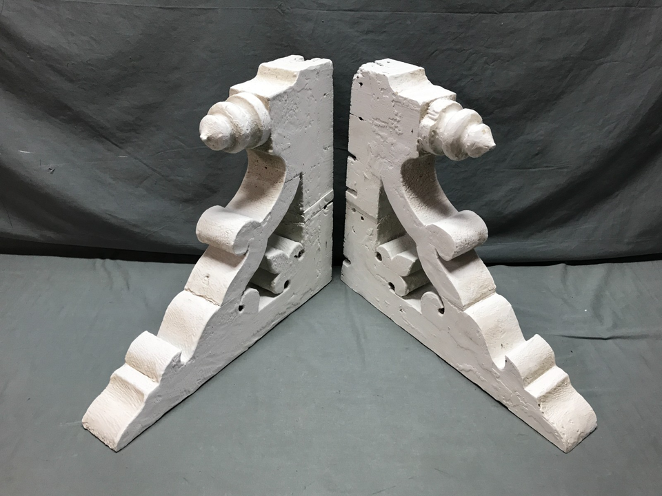 VTG Pair Shabby 15X18 Acorn Drop Finial Roof Brackets Corbels Chic Old ...