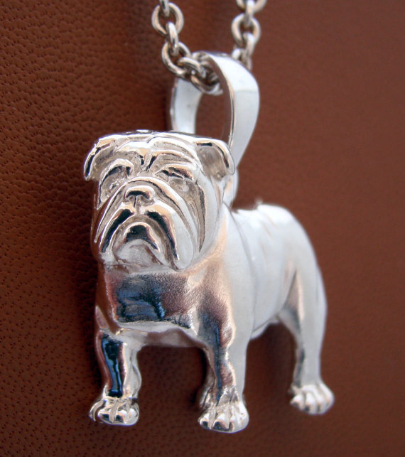 Large Sterling Silver Bulldog English Bulldog Standing Study Pendant | eBay