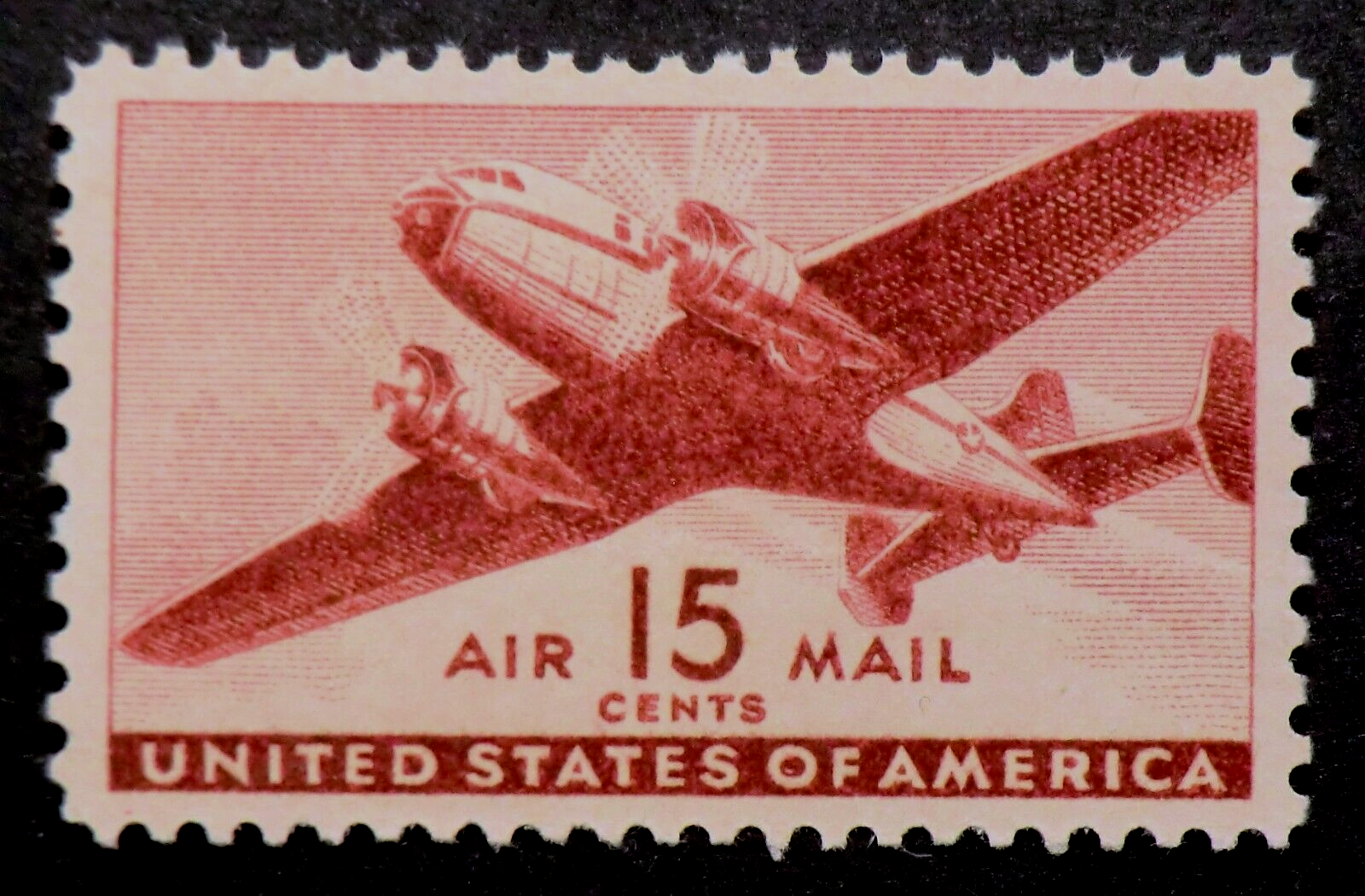 C28 MNH 1941 15c Twin-Motored Transport Plane aviation airmail airplane ...