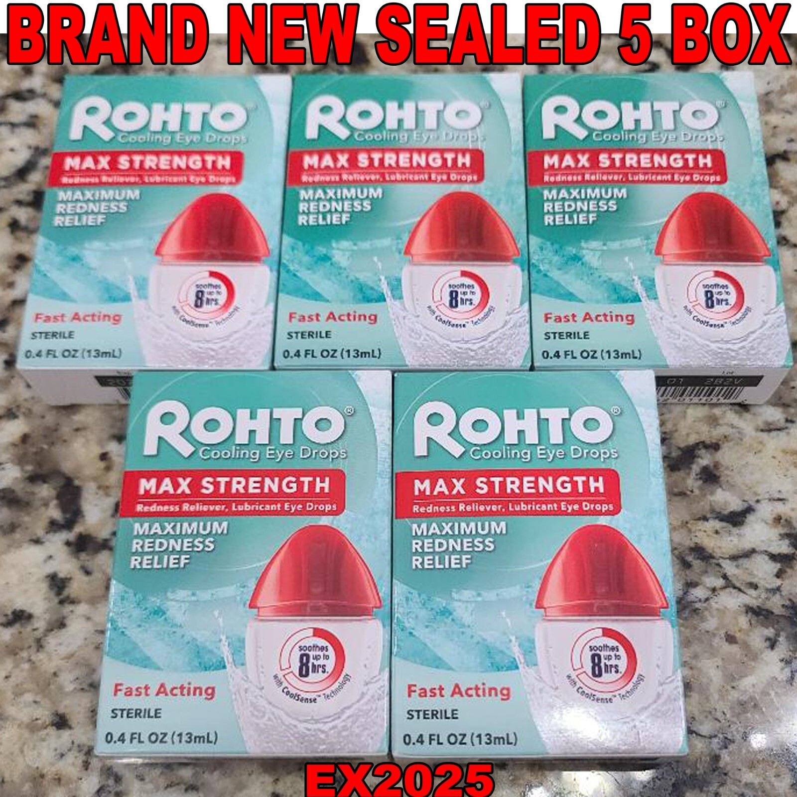 Rohto Cooling Max Strength Redness Relief Eye Drops-0.4oz 5PKS EX2025 ...