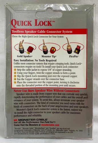 Monster Cable QL GMT-H QuickLock Gold Banana Connectors (2 Pair) (11907400) Audio Cable for sale ...