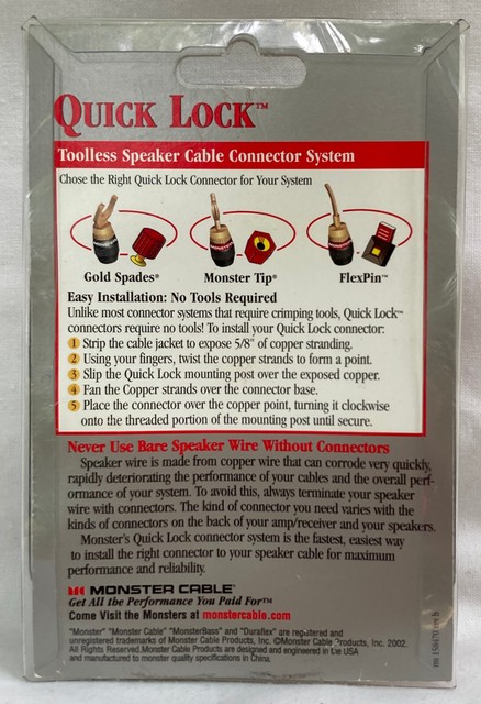 Monster Cable QL GMT-H QuickLock Gold Banana Connectors (2 Pair) (11907400) Audio Cable for sale ...